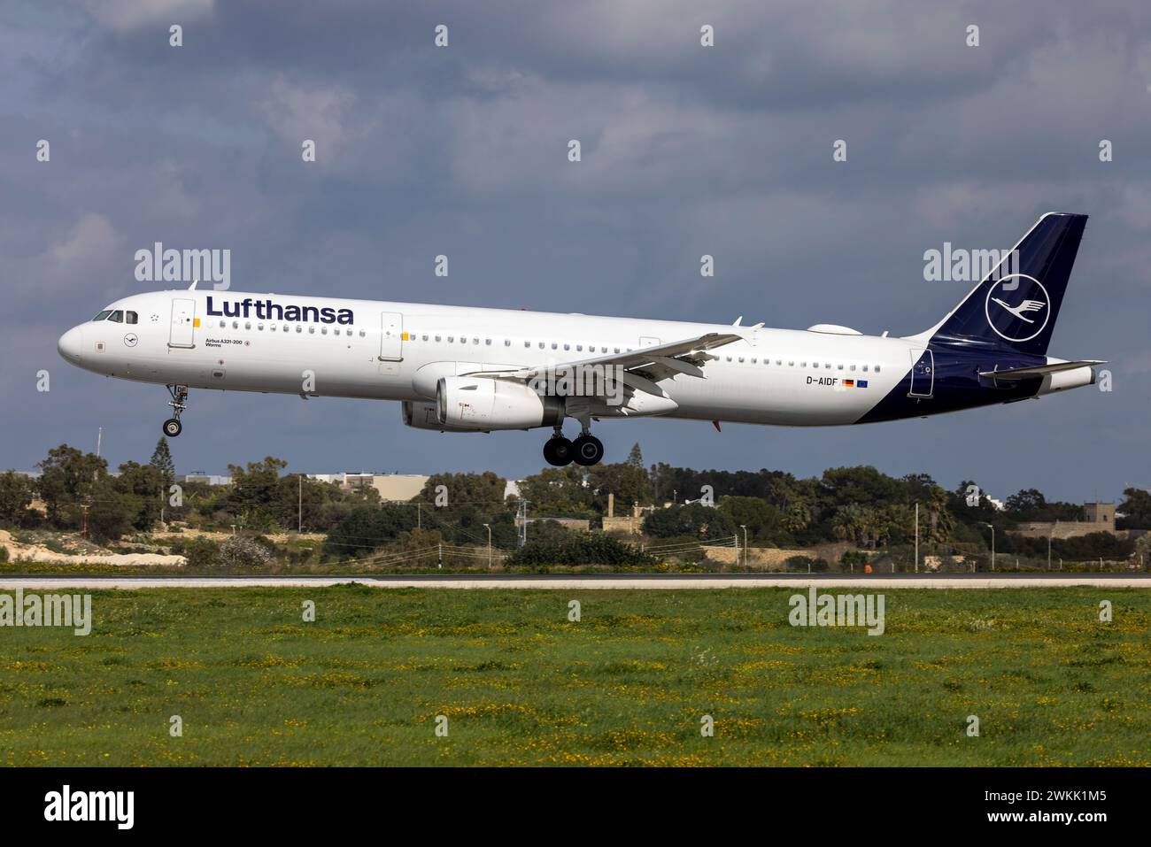 Lufthansa Airbus A321-231 (REG: D-AIDF) landing runway 31 Stock Photo ...