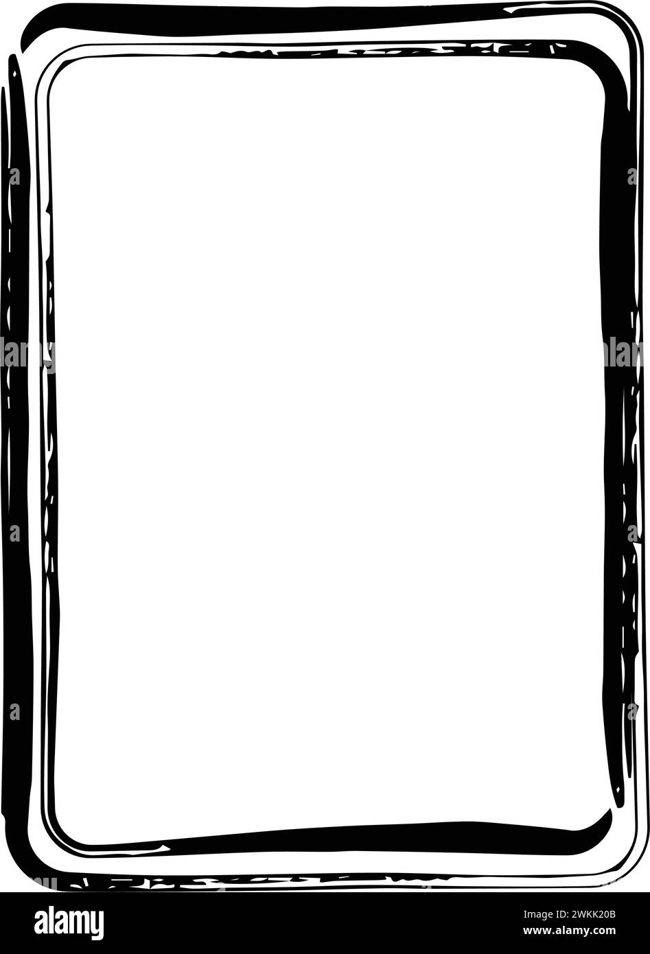 Frame border curved grunge shape icon, vertical rectangle decorative ...