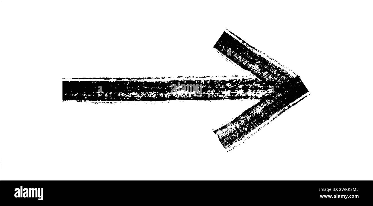 Hand drawn simple arrow drawn with wax crayon, chalk or charcoal ...