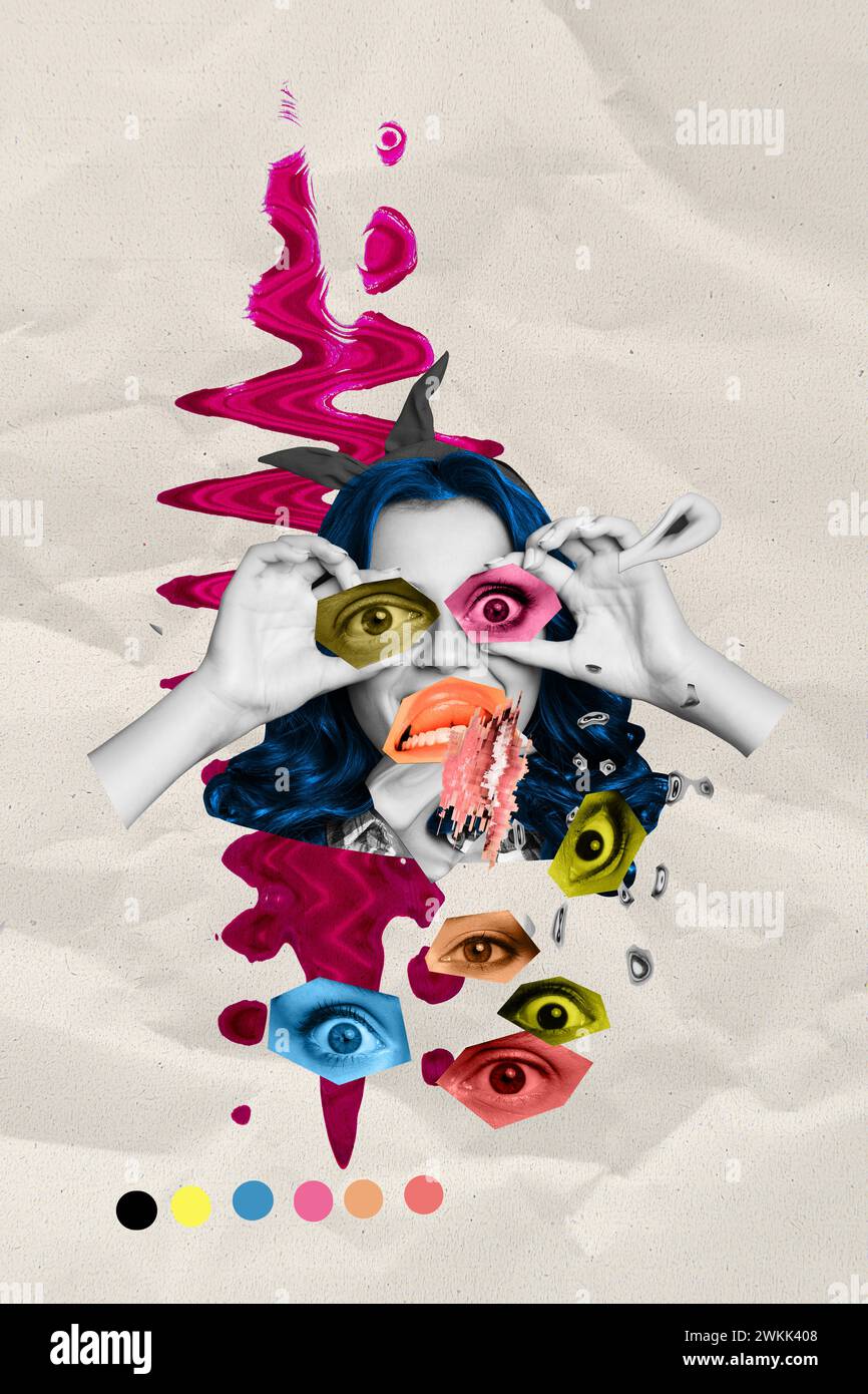 Portrait collage painted picture exclusive magazine of sadness young ...