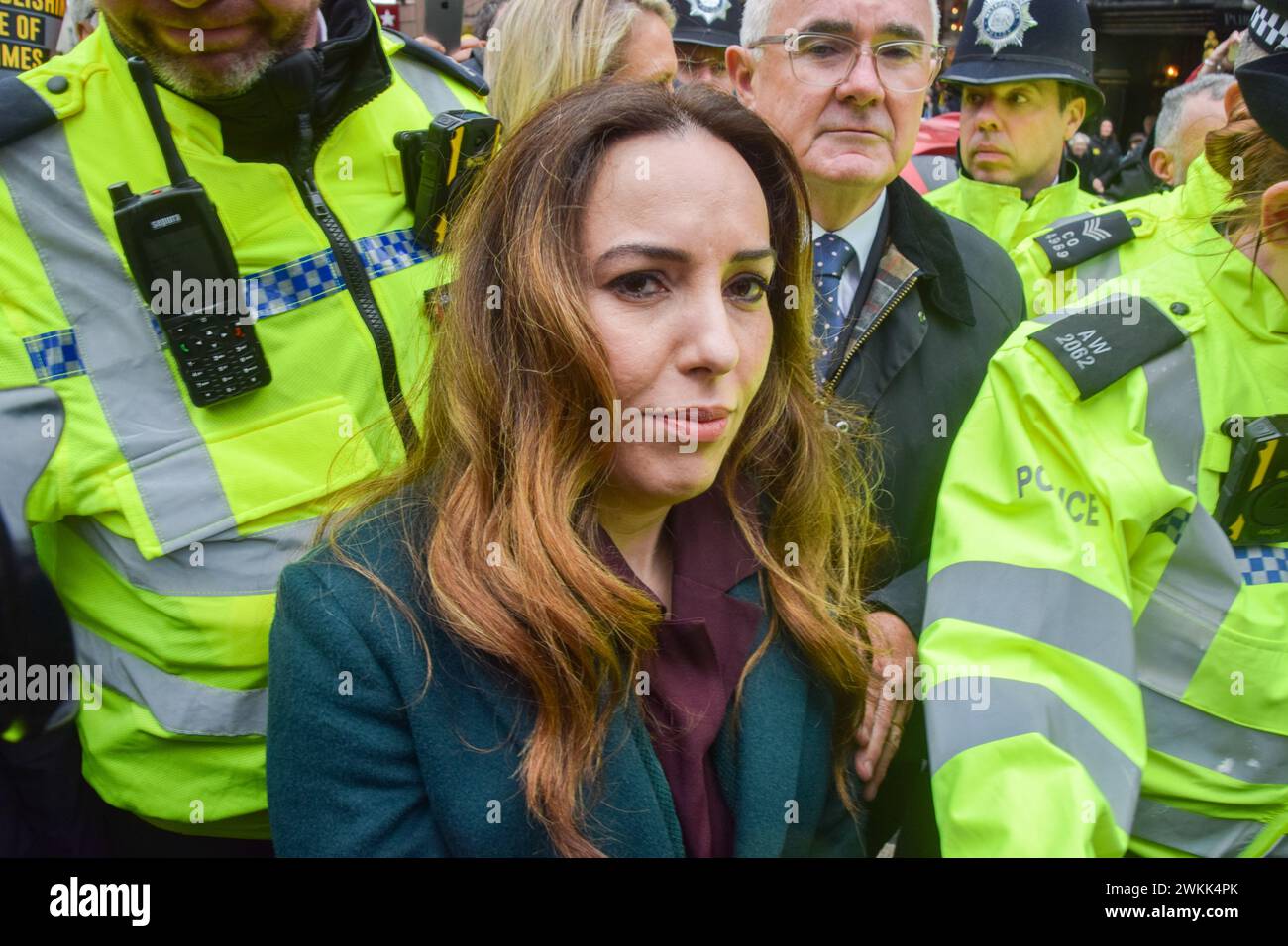 London, UK. 21st February 2024. Stella Assange leaves the High Court ...