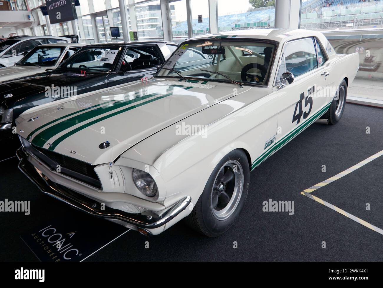 Three-Quarters Front View of a 1965 Ford Mustang FIA 289ci Race Car, on ...