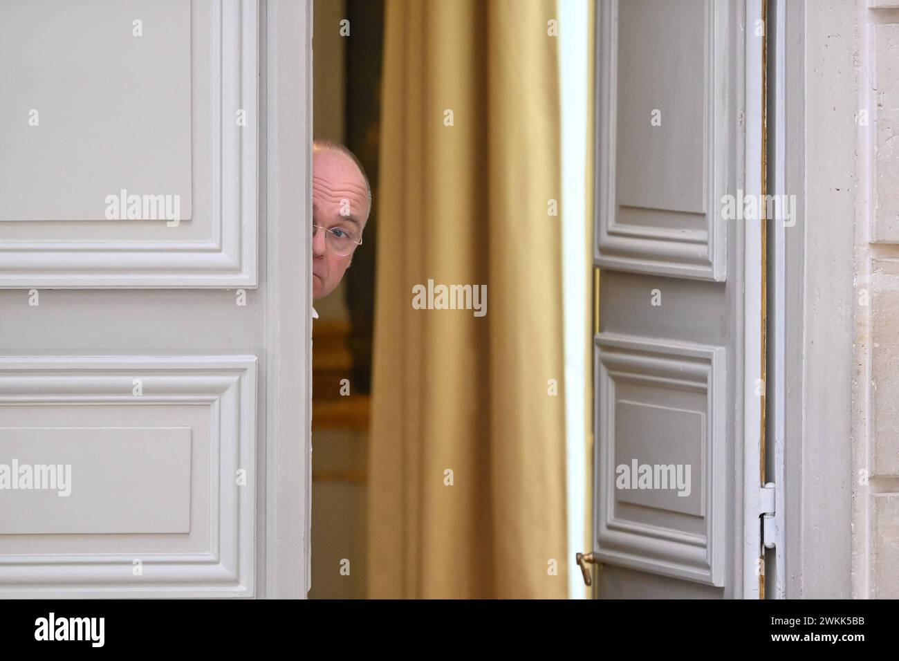 Paris, France. 21st Feb, 2024. A men looking the meeting room during ...
