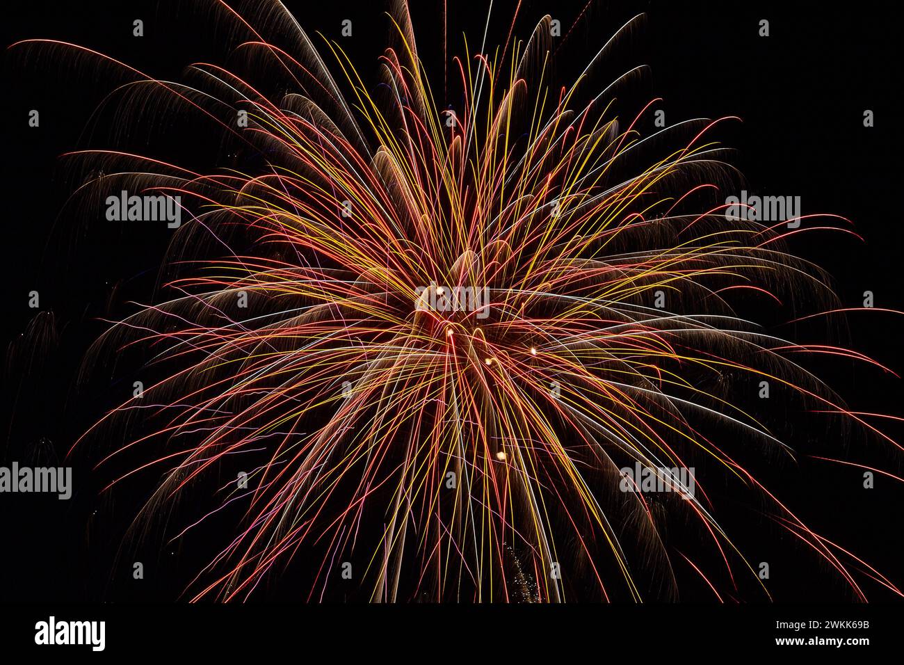 Vibrant Fireworks Display at Night - Carnival Celebration Stock Photo ...