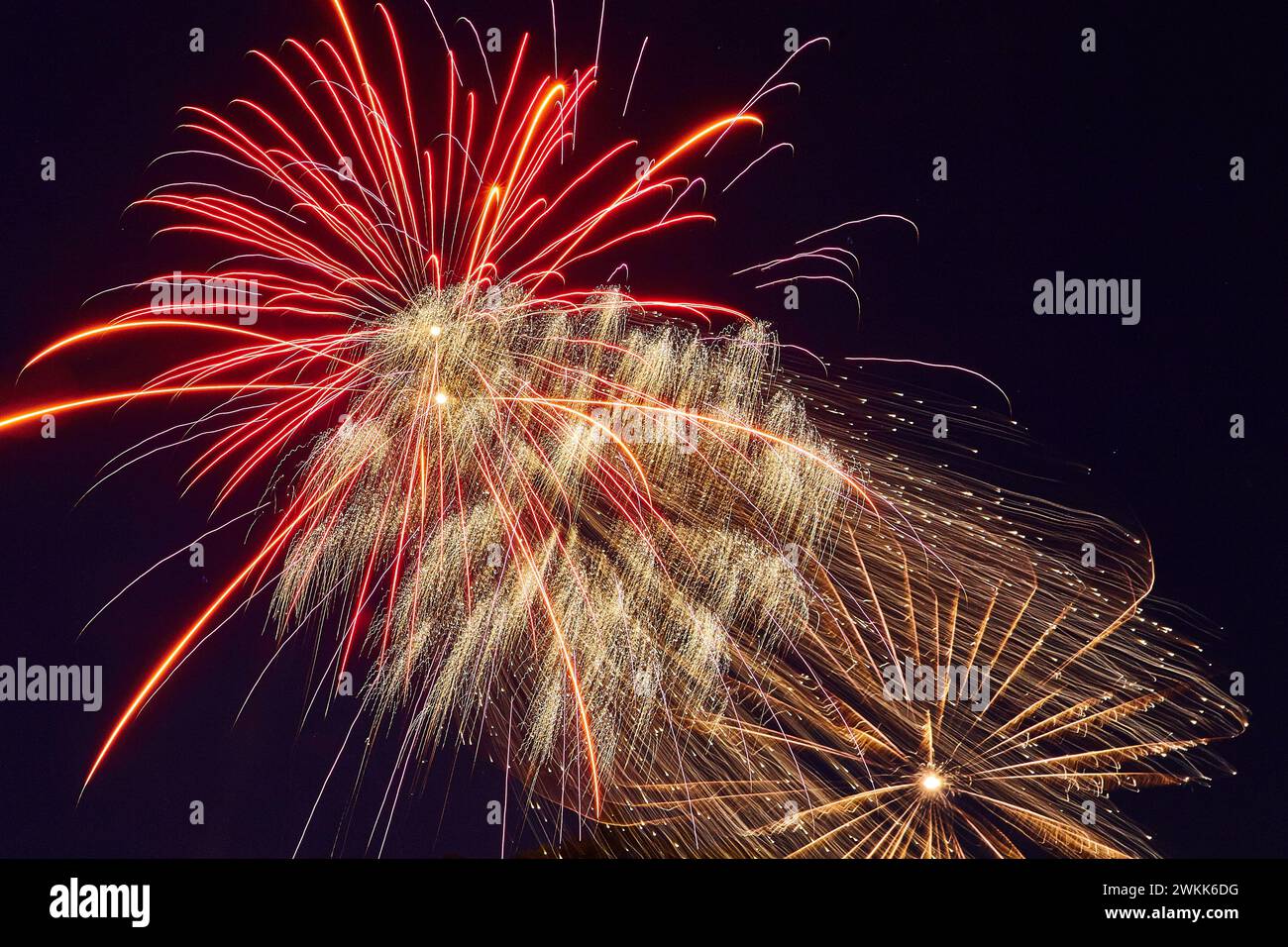 Vibrant Red and Gold Fireworks at Night at Huntertown Heritage Days ...