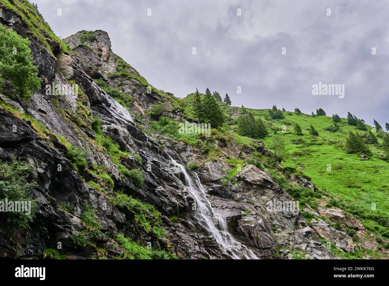 The Capra Waterfall, also known as the Iezerului Waterfall in the ...