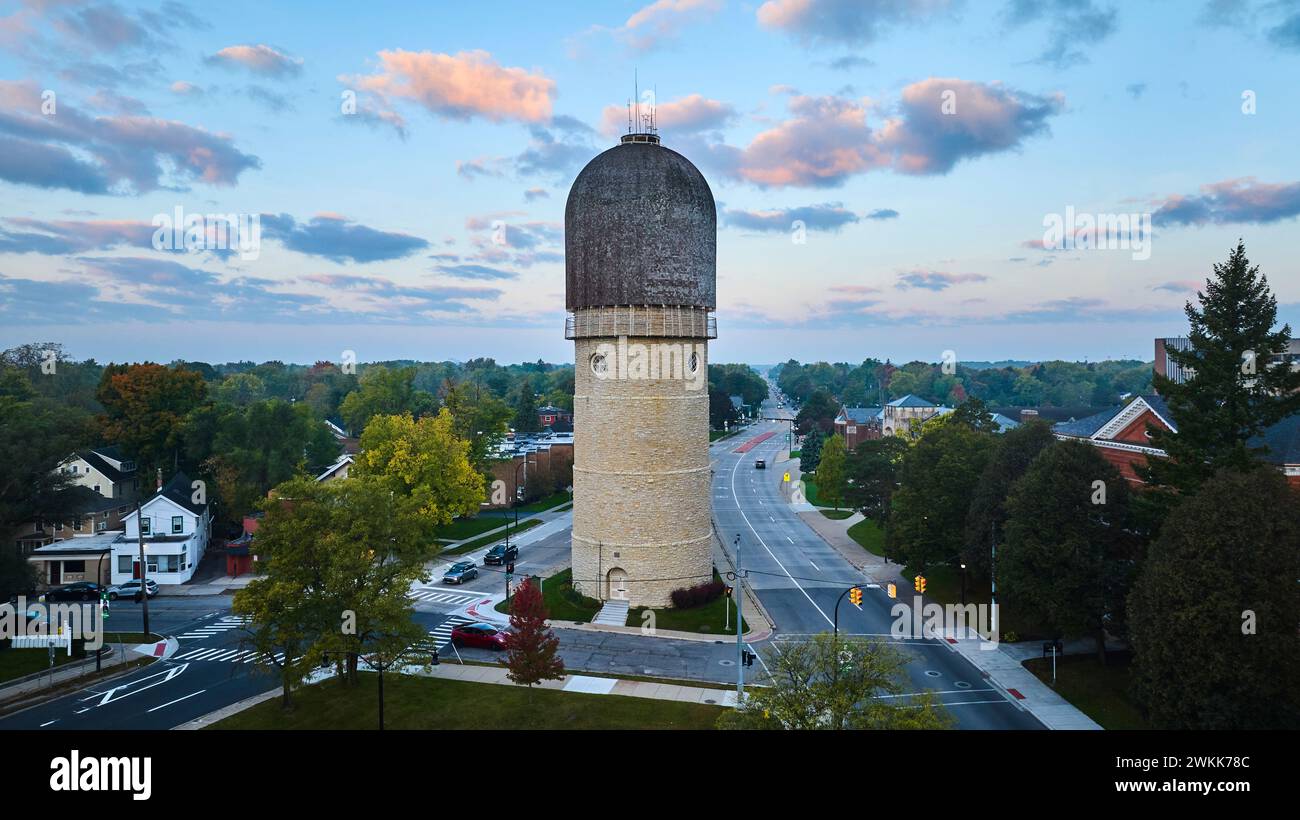 Aerial View of Historic Ypsilanti Water Tower at Dusk Stock Photo - Alamy