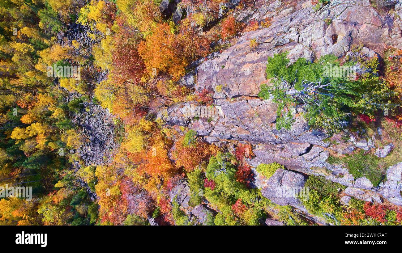 Aerial Autumn Forest and Rock Face in Michigan Stock Photo - Alamy