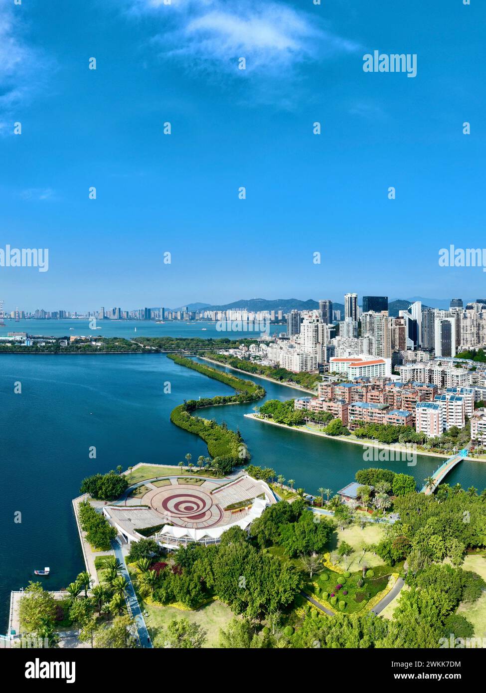 (240221) -- XIAMEN, Feb. 21, 2024 (Xinhua) -- An aerial drone photo ...