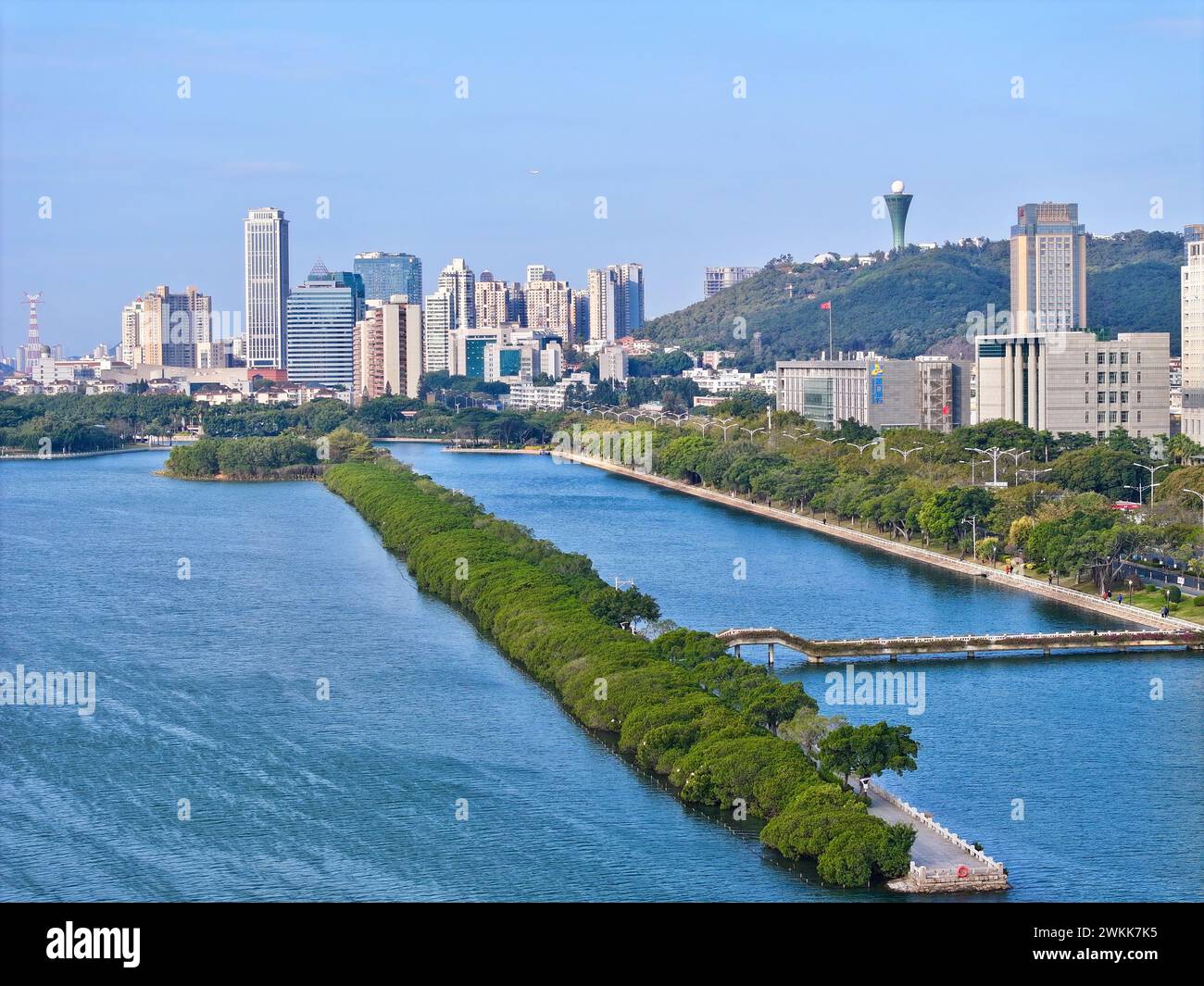 (240221) -- XIAMEN, Feb. 21, 2024 (Xinhua) -- An aerial drone photo ...
