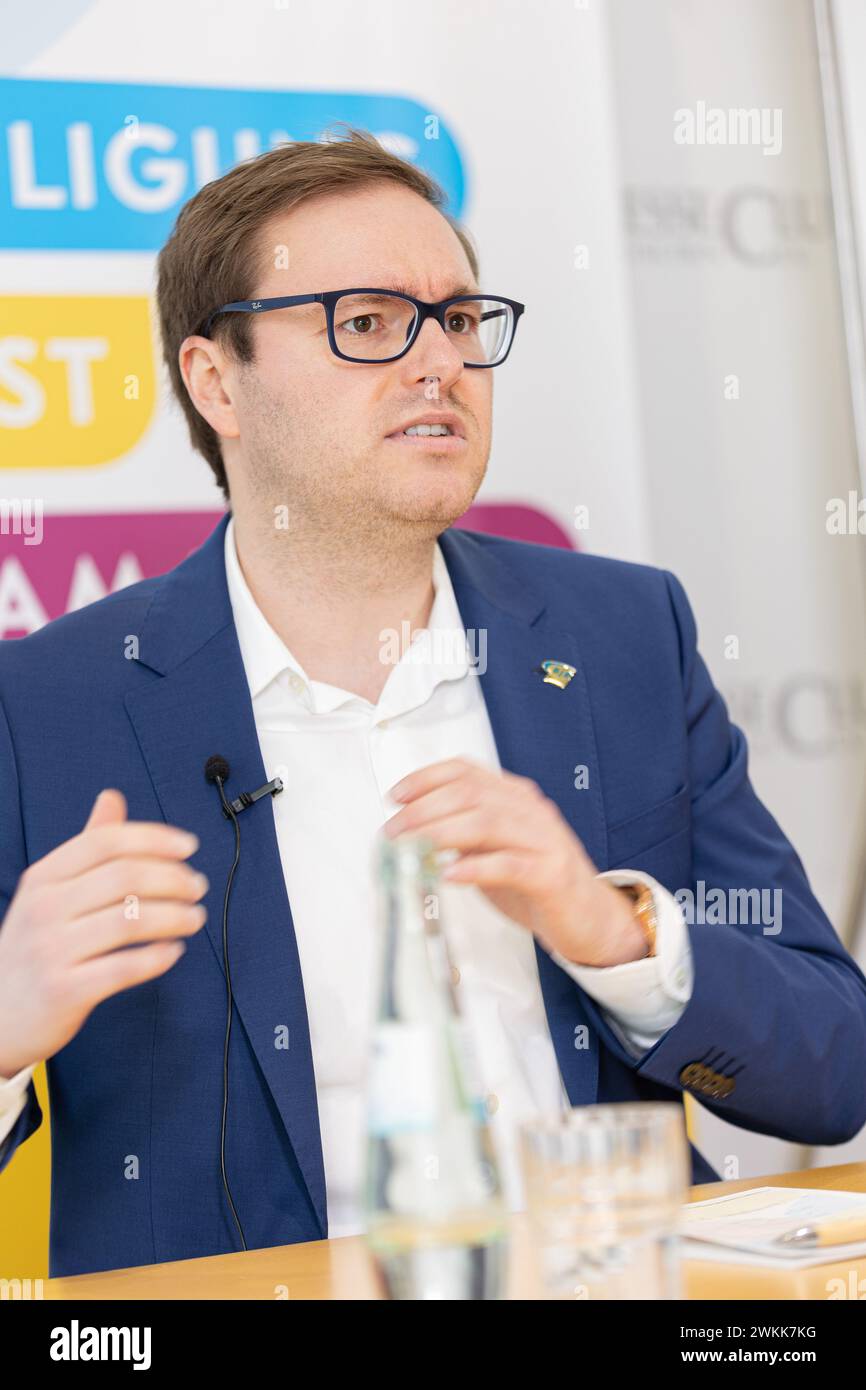 Munich, Germany. 21st Feb, 2024. Philipp Seitz, BJR president, at the press conference for the ...