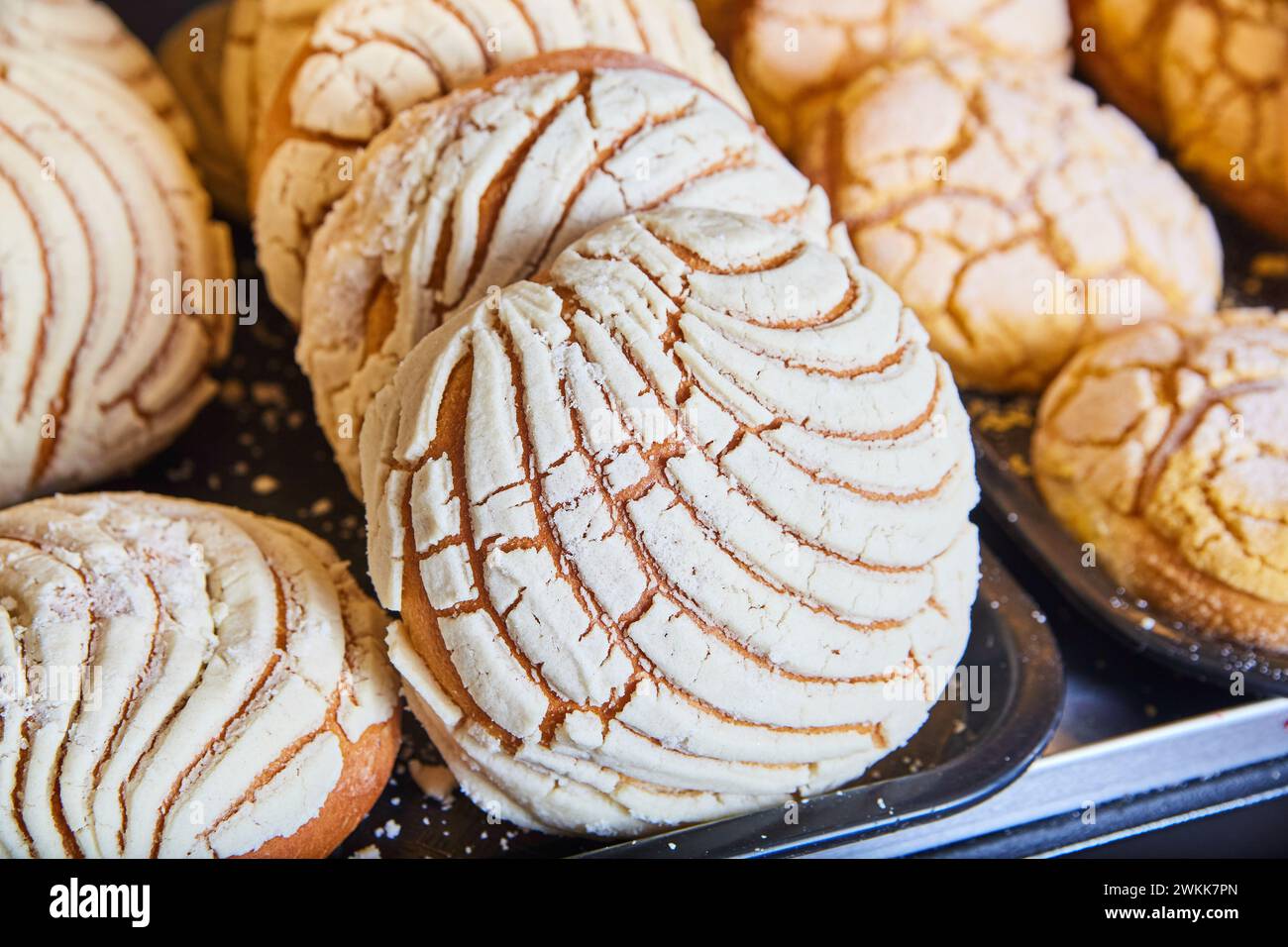 Fresh Baked Conchas Mexican Sweet Bread Close-Up Stock Photo - Alamy