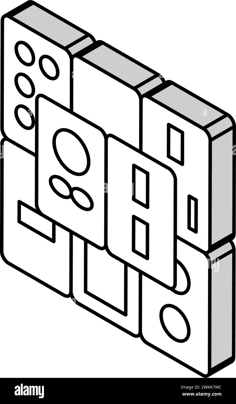 mahjong tiles board table isometric icon vector illustration Stock ...