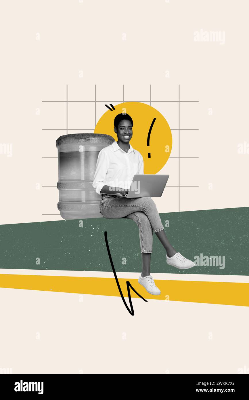 Creative abstract template collage of female office manager ...