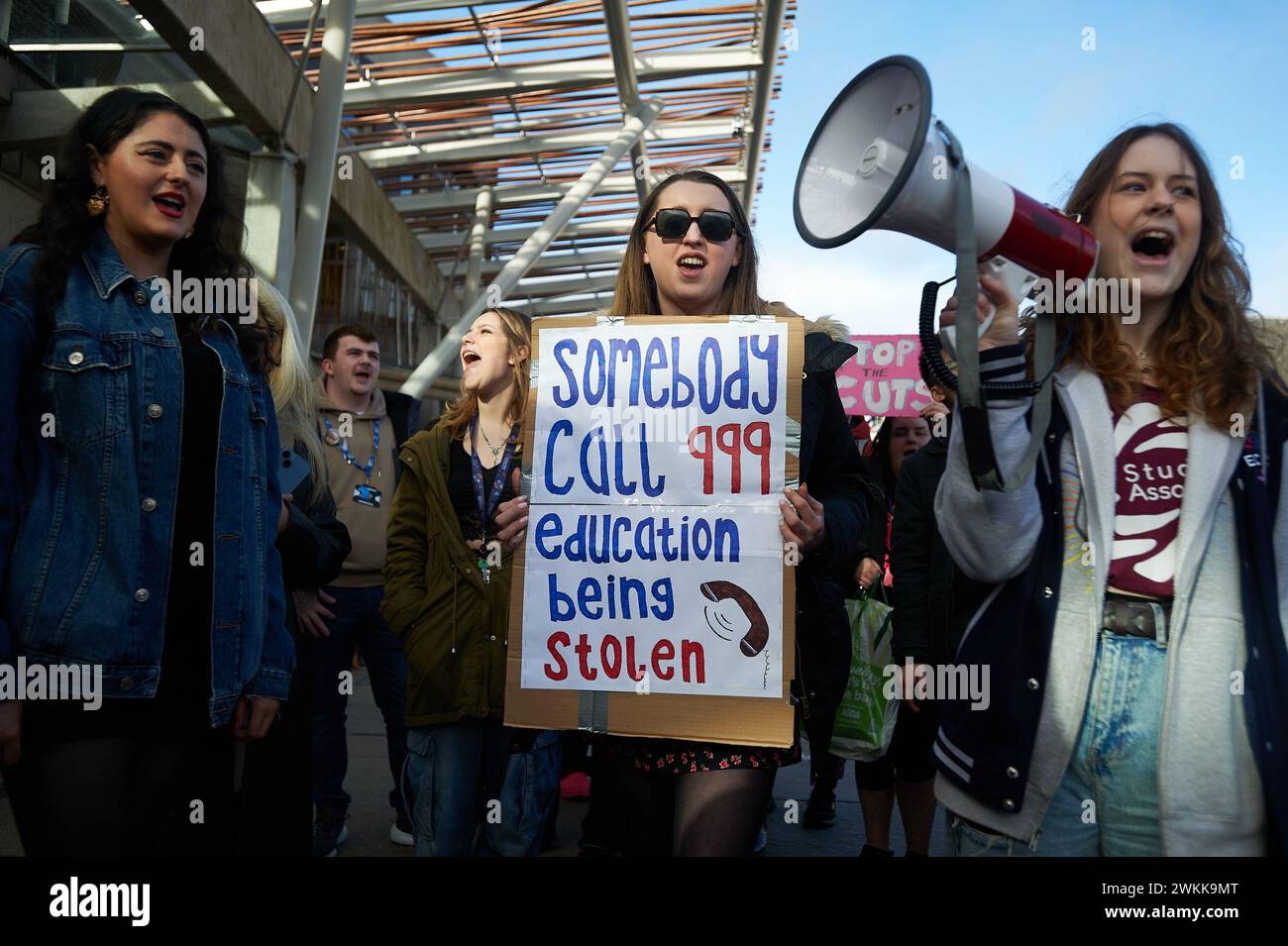 Edinburgh Scotland, UK 21 February 2024. NUS Rally for our Education takes place outside the ...