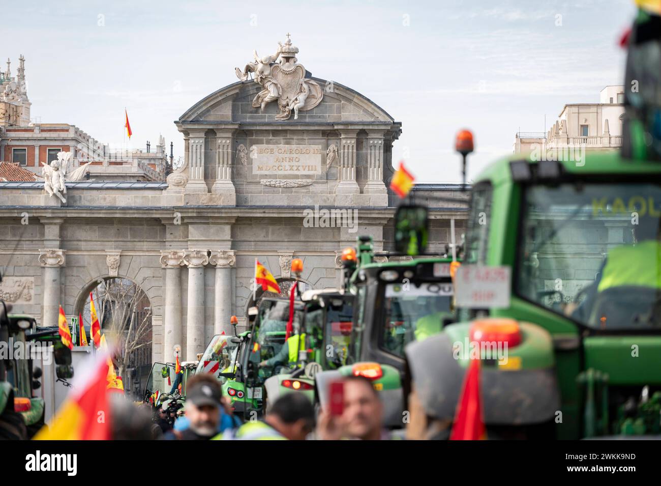 Spanish farmer demonstration in Madrid Some tractors seen on parade ...