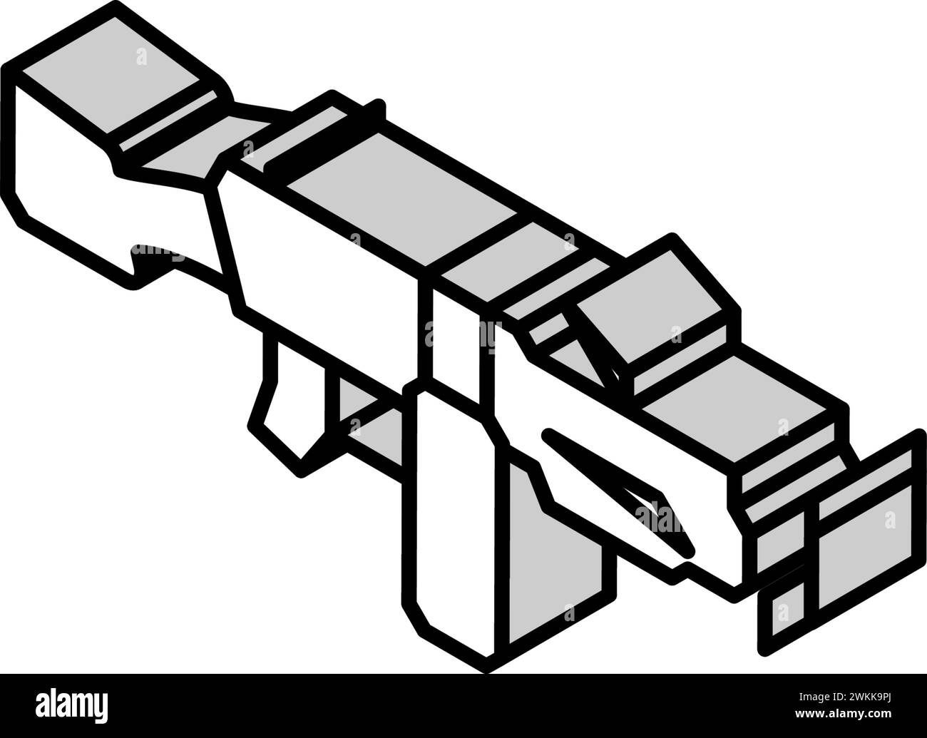 machine gun weapon military isometric icon vector illustration Stock ...
