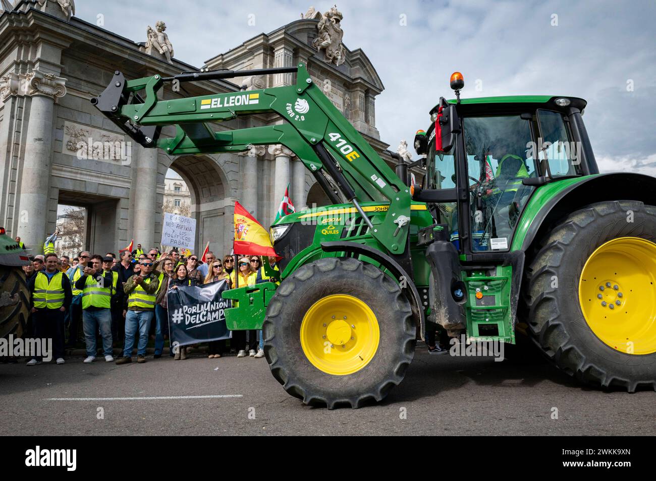 Spanish farmer demonstration in Madrid A tractor seen during the ...