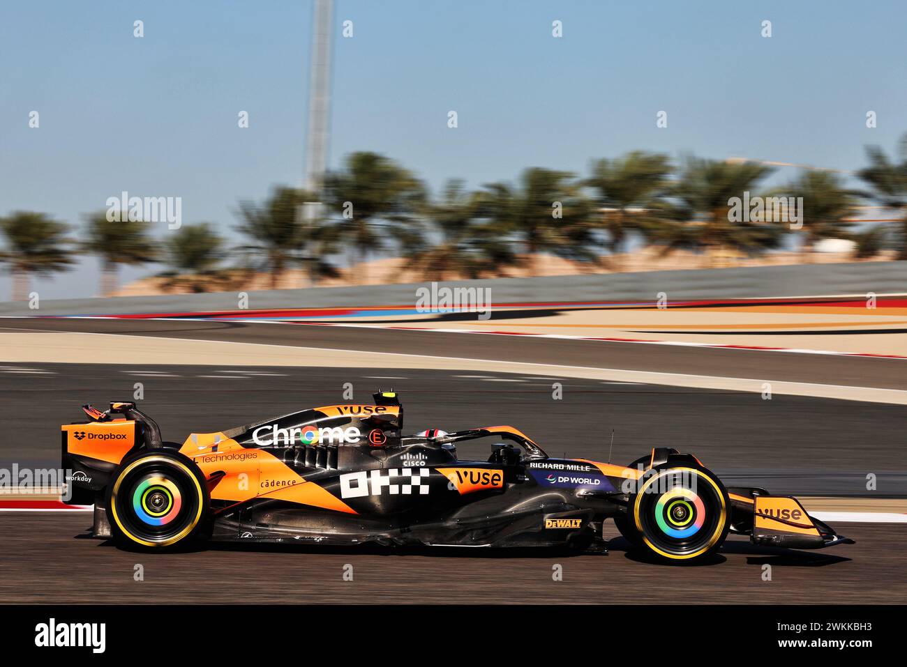 Sakhir, Bahrain. 21st Feb, 2024. Lando Norris (GBR) McLaren MCL38 ...