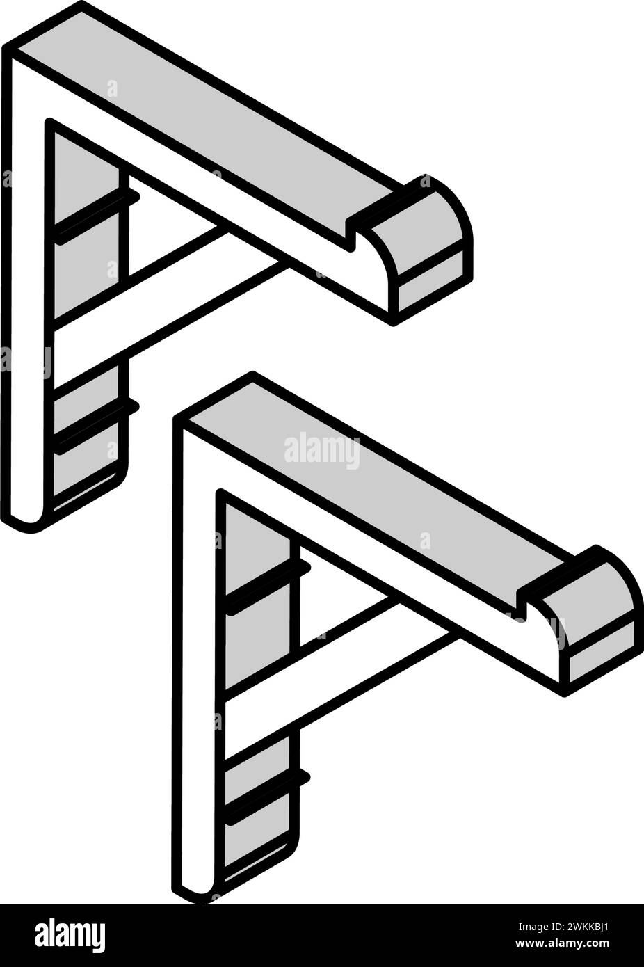 shelf bracket hardware furniture fitting isometric icon vector ...