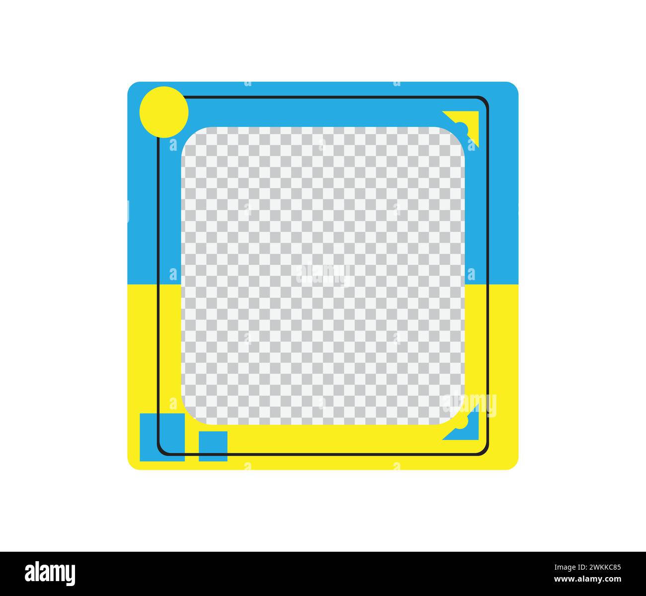 Social media photo frame square template in ukraine flag colors of blue ...