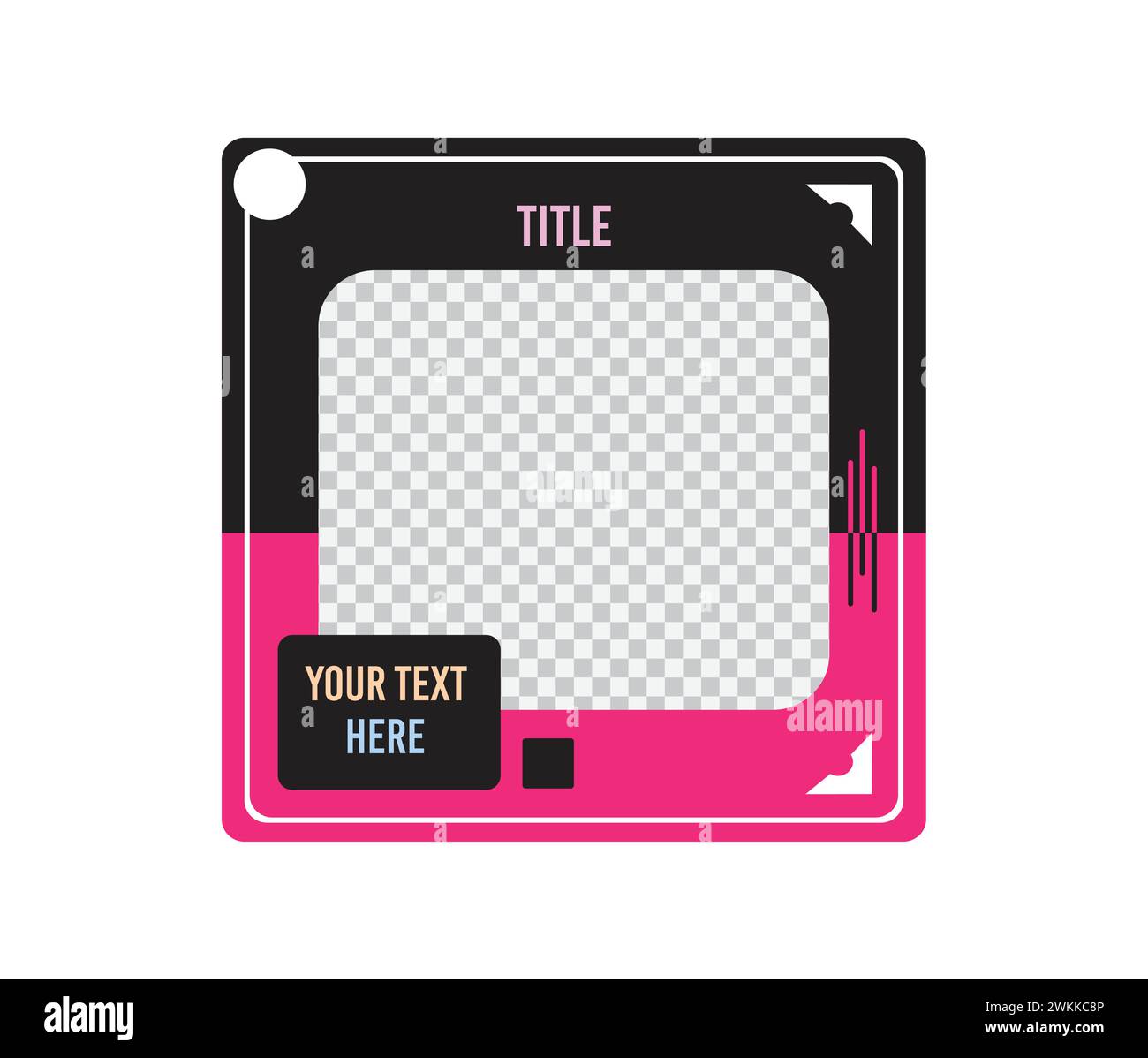 Social media photo frame square template in black and pink. Editable ...