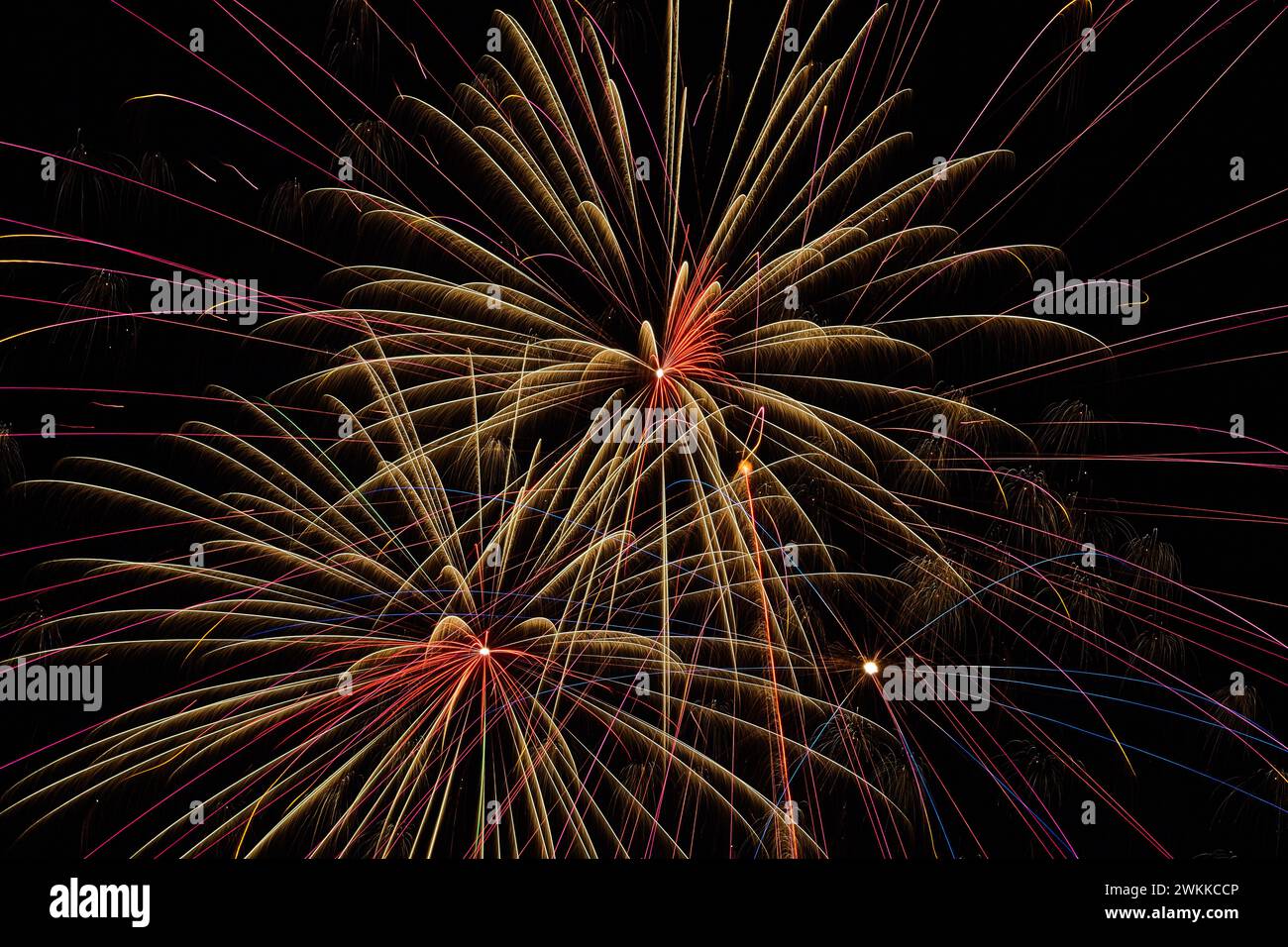 Vibrant Fireworks Display at Carnival - Ground Perspective Stock Photo ...