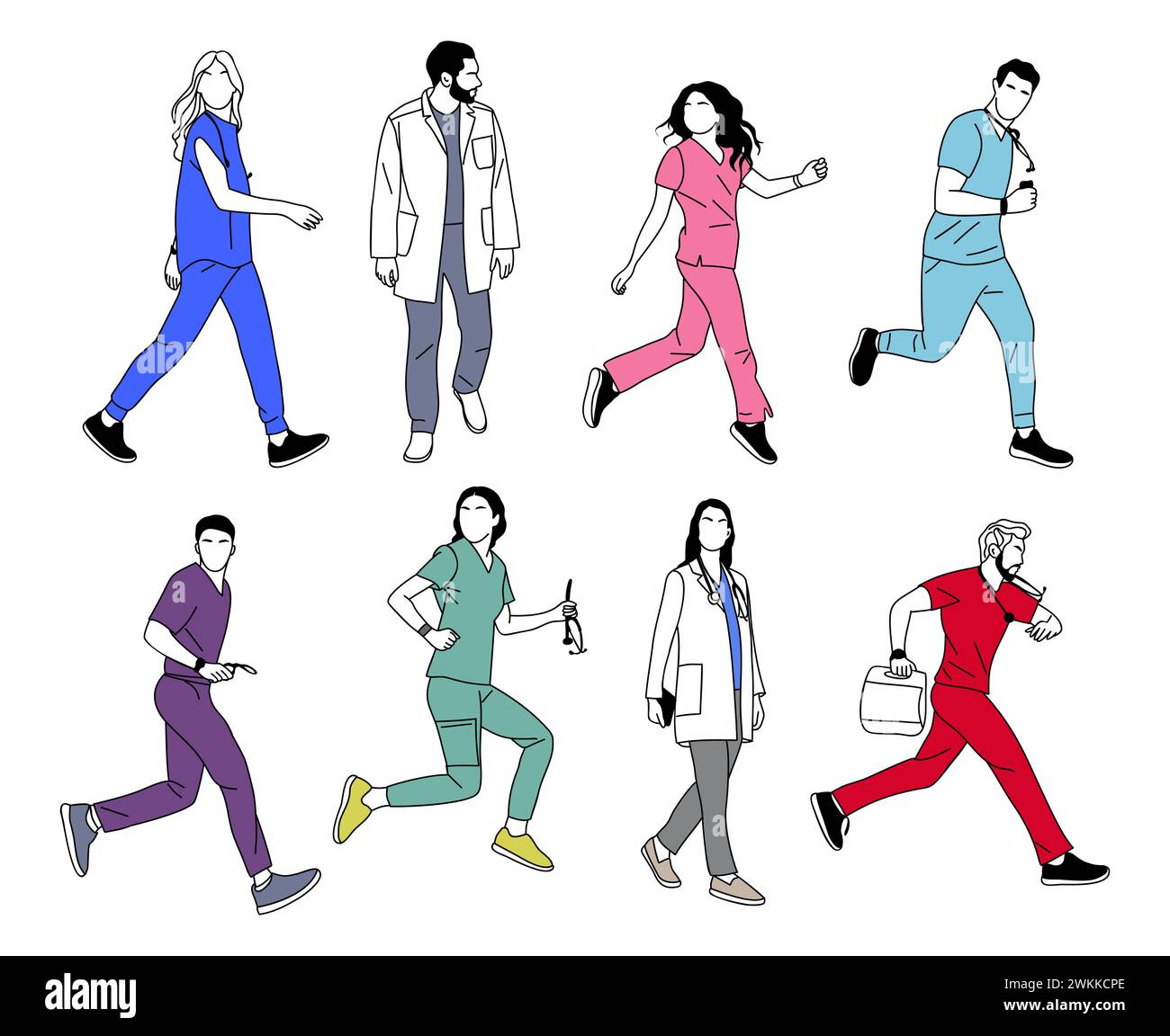 Set of Doctors, nurses, paramedics running vector Stock Vector Image ...