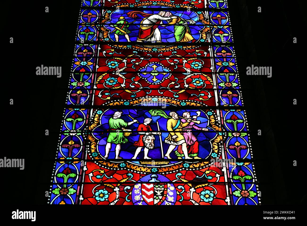 Lincoln Cathedral Stained Glass Window Lincolnshire England Stock