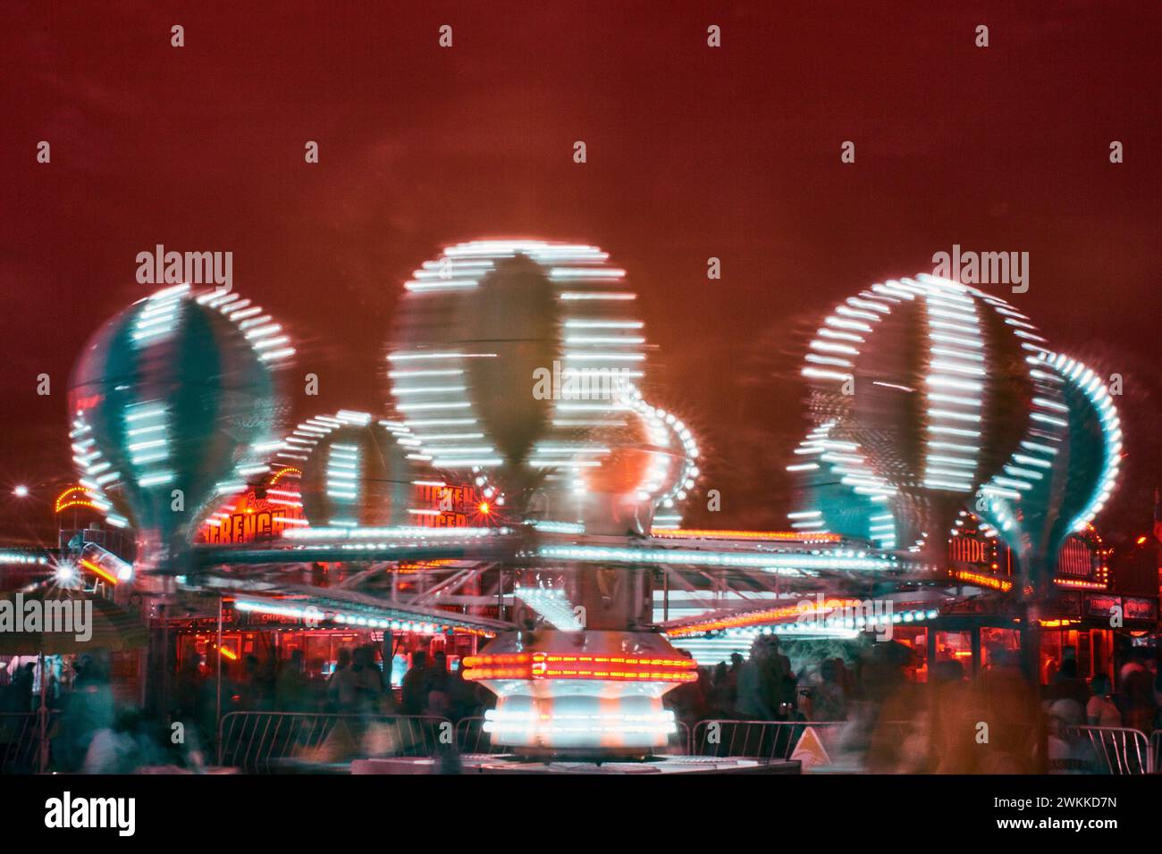 Infrared Amusement Park Night Lights, Long Exposure Motion, Fairground ...