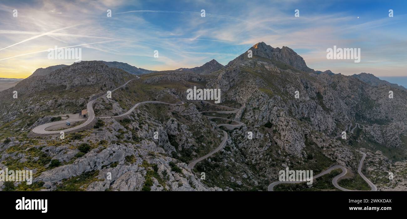 panorama view of the famous snake road leading from the Coll de Reis ...