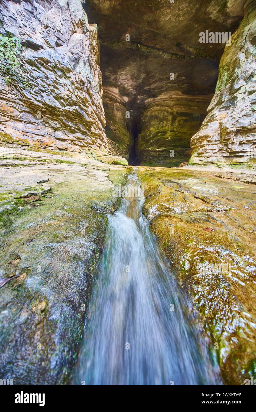 Rushing Stream to Cave Entrance at Spring Mills State Park Stock Photo ...