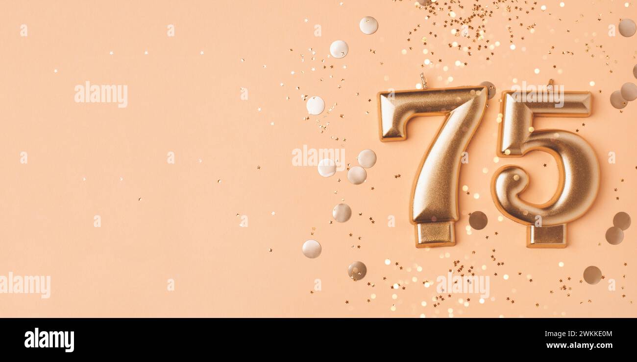 75 years celebration. Greeting banner Stock Photo - Alamy