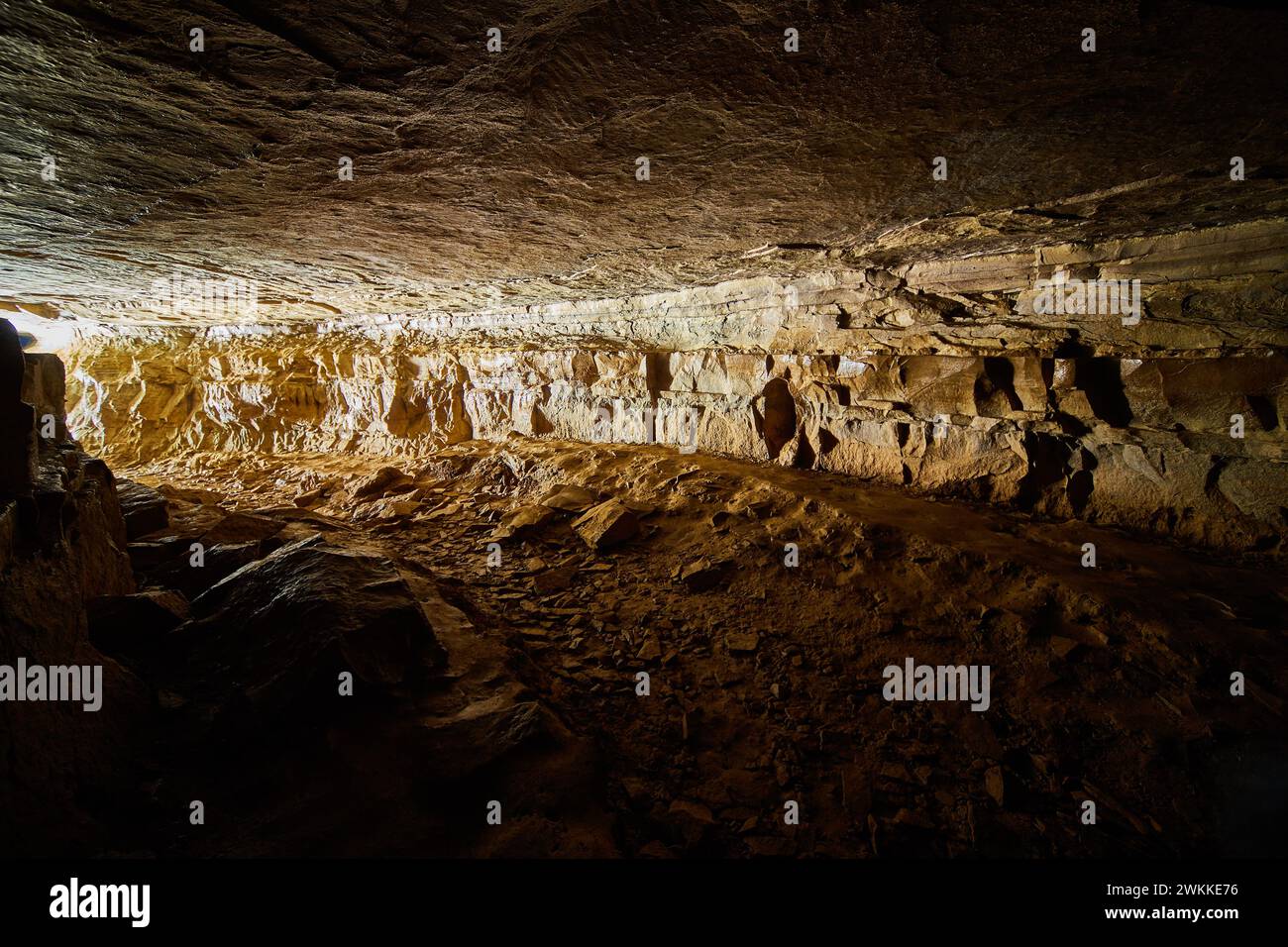 Mystical Cave Interior with Striated Rock Layers, Indiana Stock Photo ...