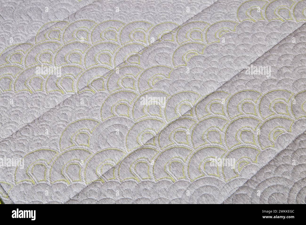 Textured Fabric with Green Stitched Scale Pattern, Close-Up Perspective ...