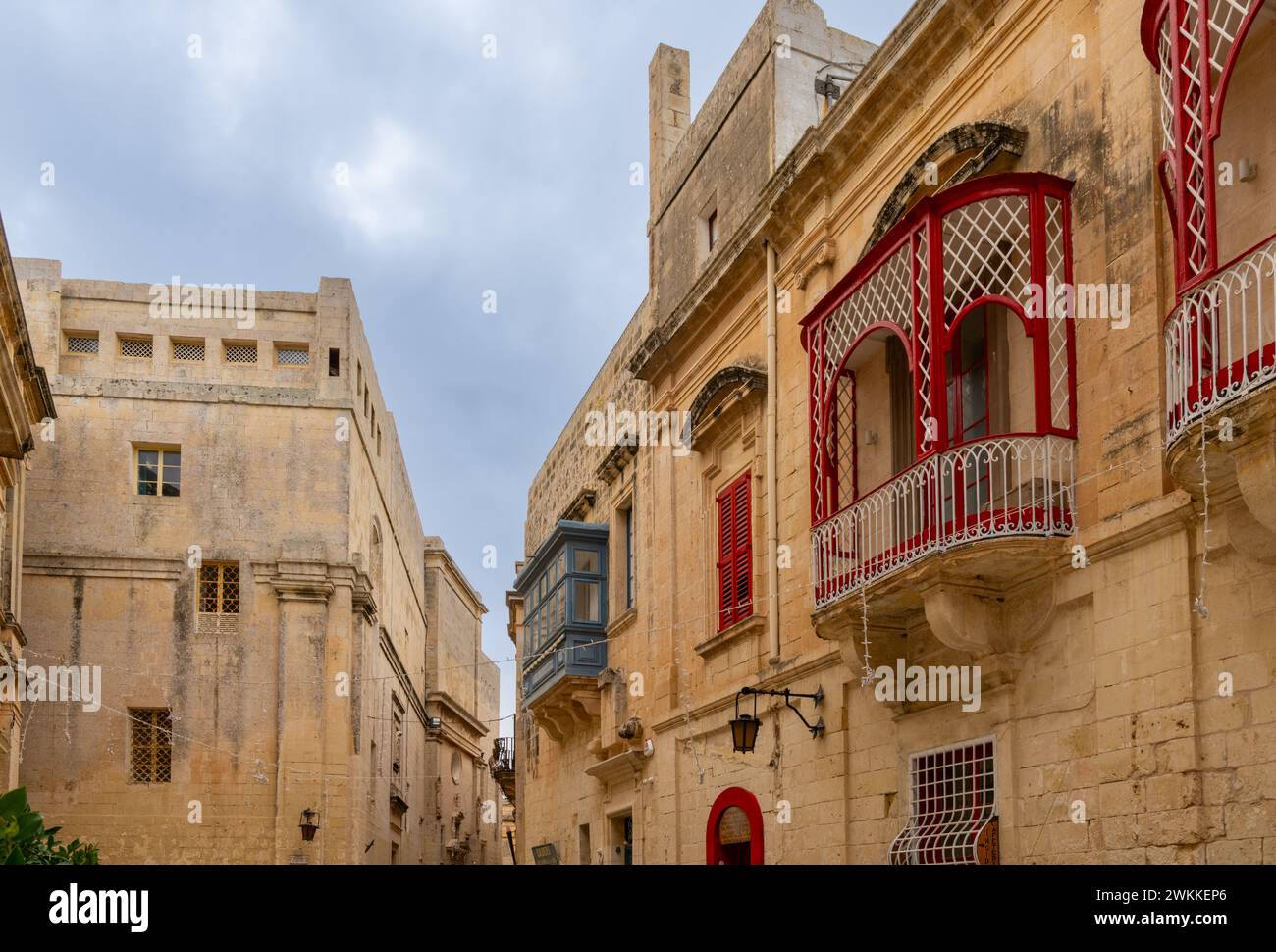 Mdina, Malta - 22 December, 2023: typical yellow-ochre limestone ...