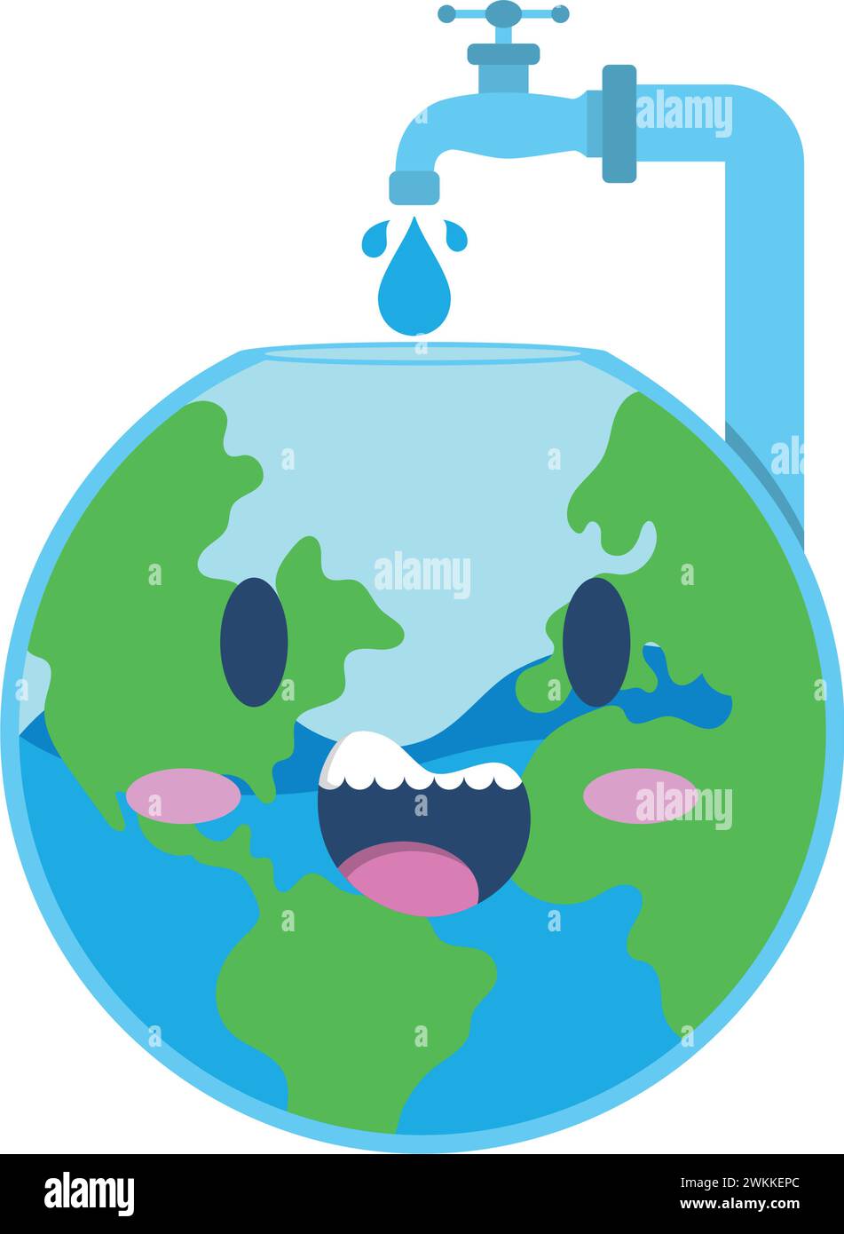 Isolated cute planet earth with water faucet Vector Stock Vector Image ...