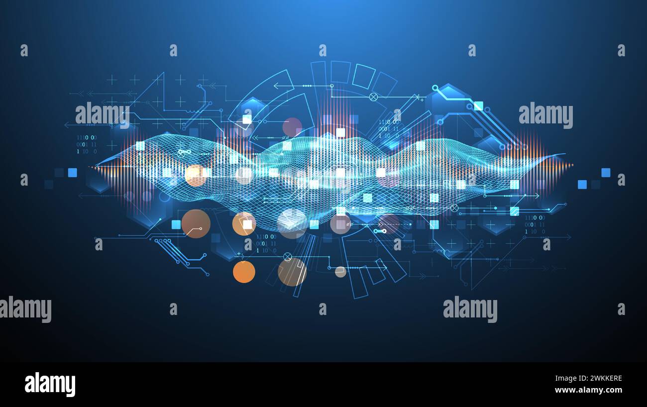 Big Data. Abstract digital futuristic vector illustration on technology background. Data mining ...