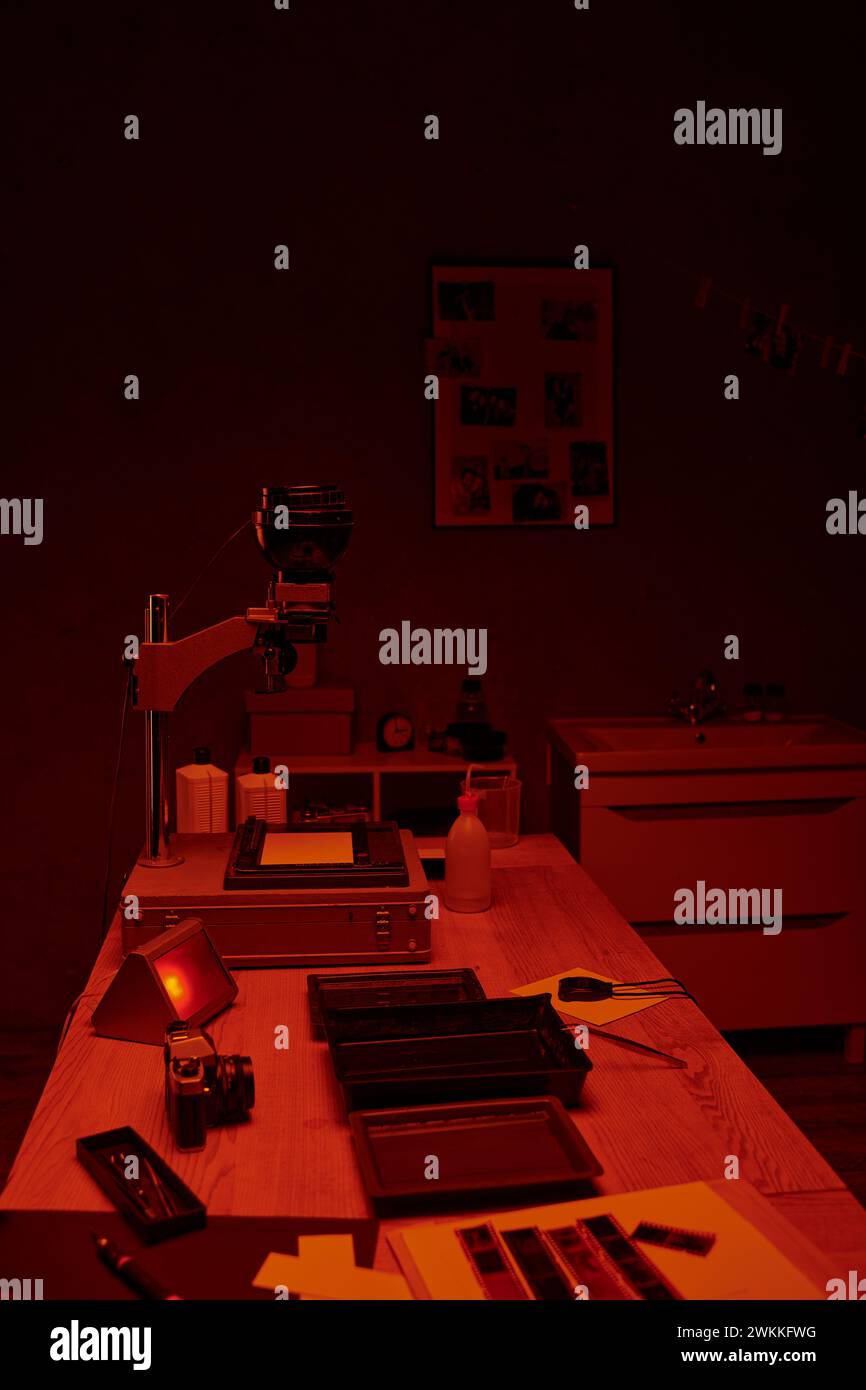 Vintage darkroom interior, showcasing the classic process of film ...