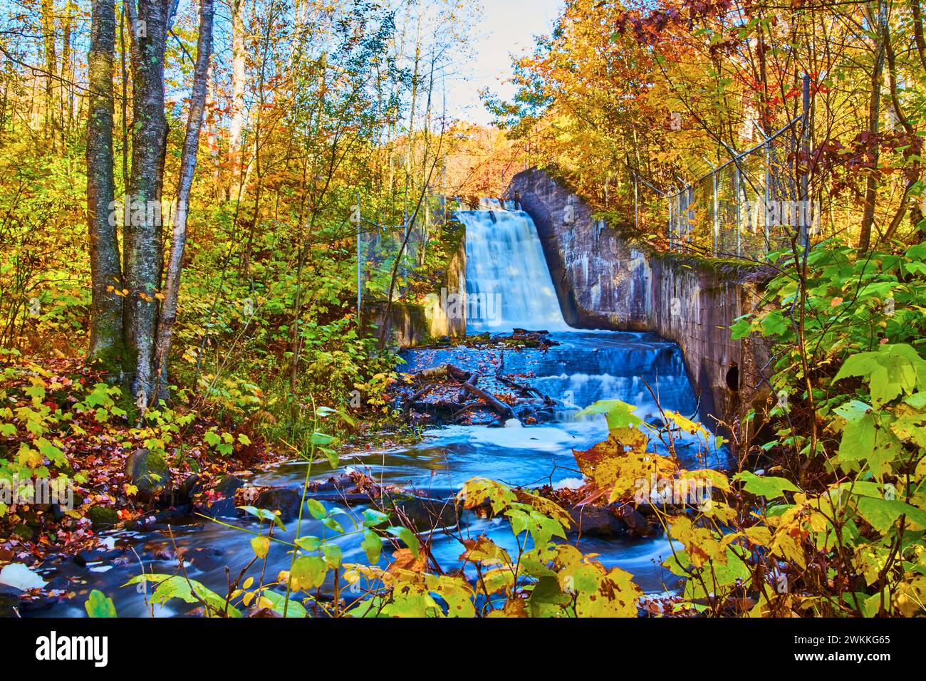 Autumnal Waterfall and Forest Stream in Michigan Stock Photo - Alamy