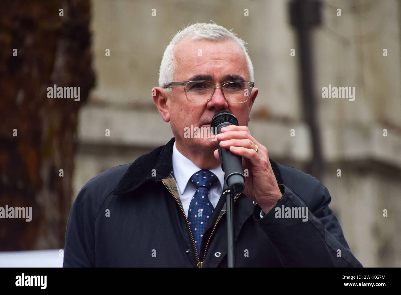 London, UK. 21st February 2024. Australian MP Andrew Wilkie gives a ...