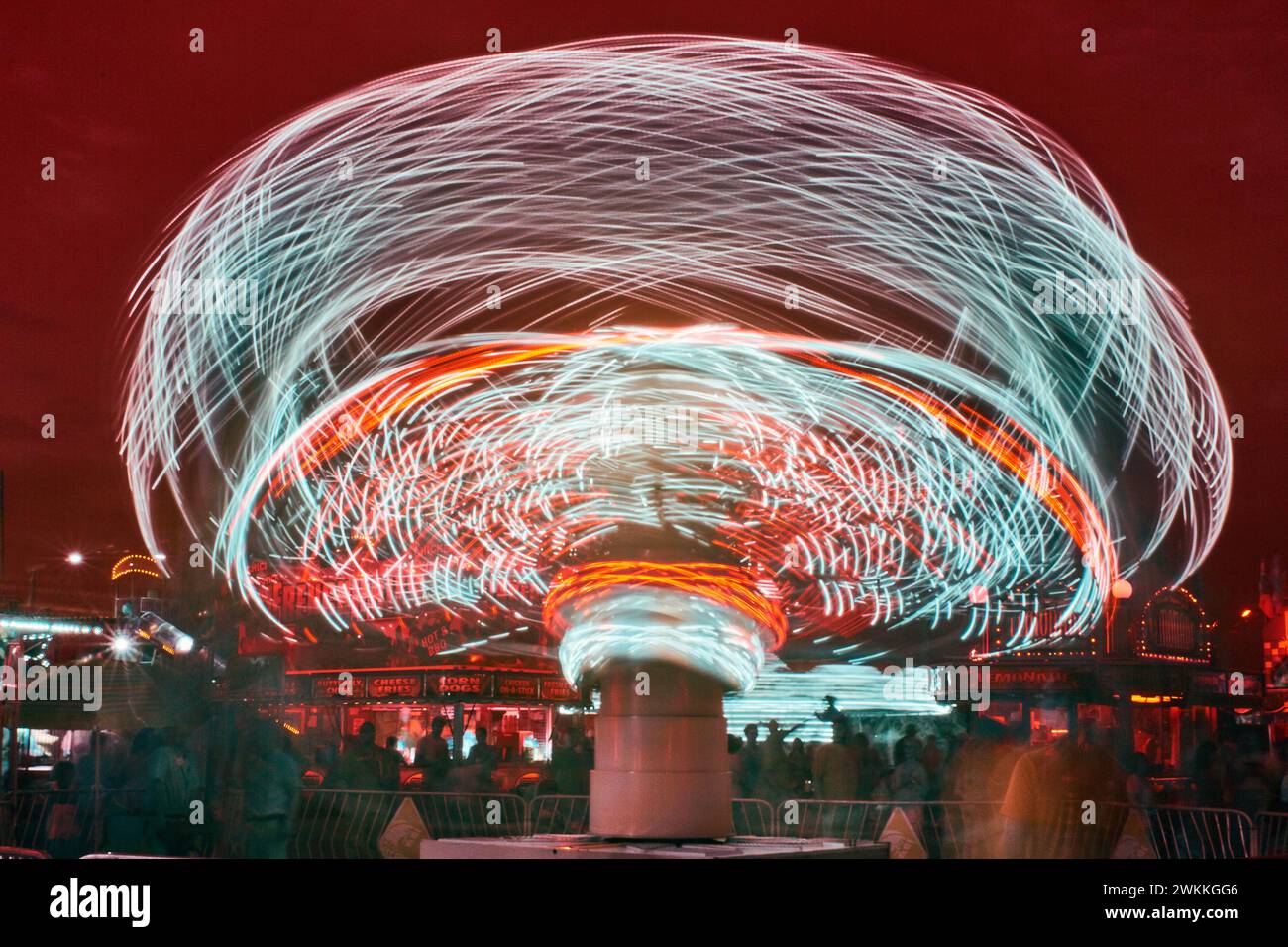 Infrared Carousel Lights at Night, Fairground Energy, Long Exposure Effect Stock Photo - Alamy