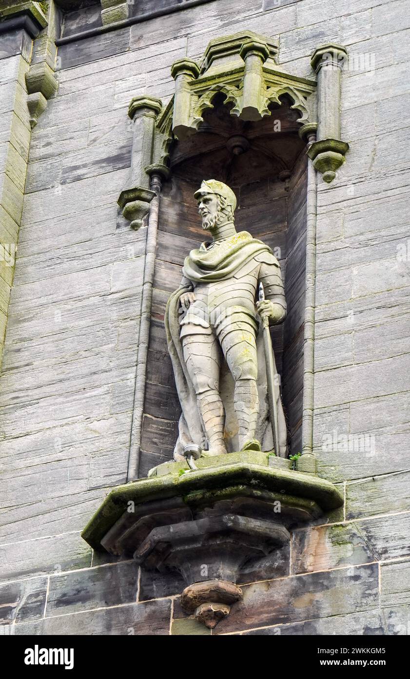 Statue of William Wallace mounted into the Wallace Tower, High Street ...
