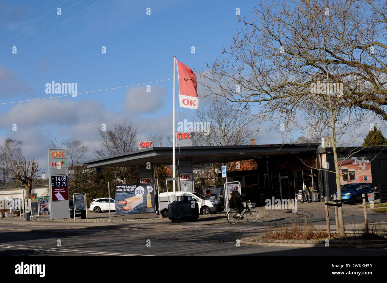 Copenhagen, Denmark /21 February 2024/. OK petrol station in danish ...