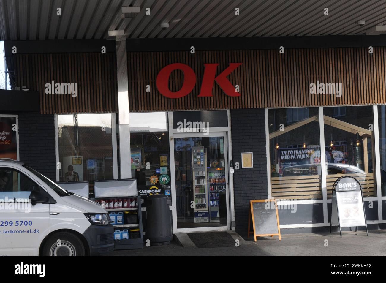 Copenhagen, Denmark /21 February 2024/. OK petrol station in danish ...