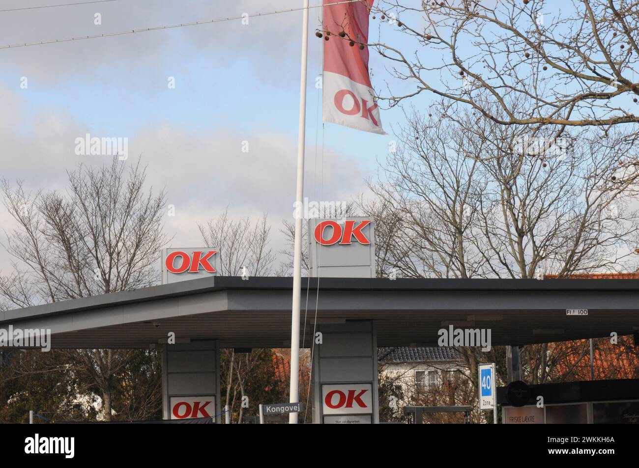 Copenhagen, Denmark /21 February 2024/. OK petrol station in danish ...