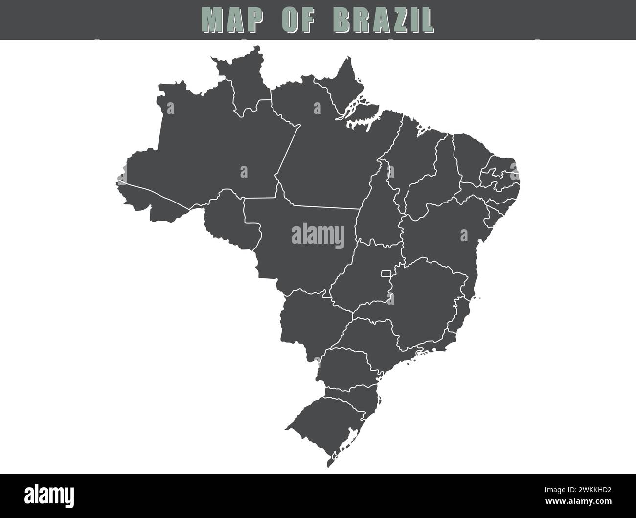 Brazil map vector, isolated on white background Stock Vector Image ...