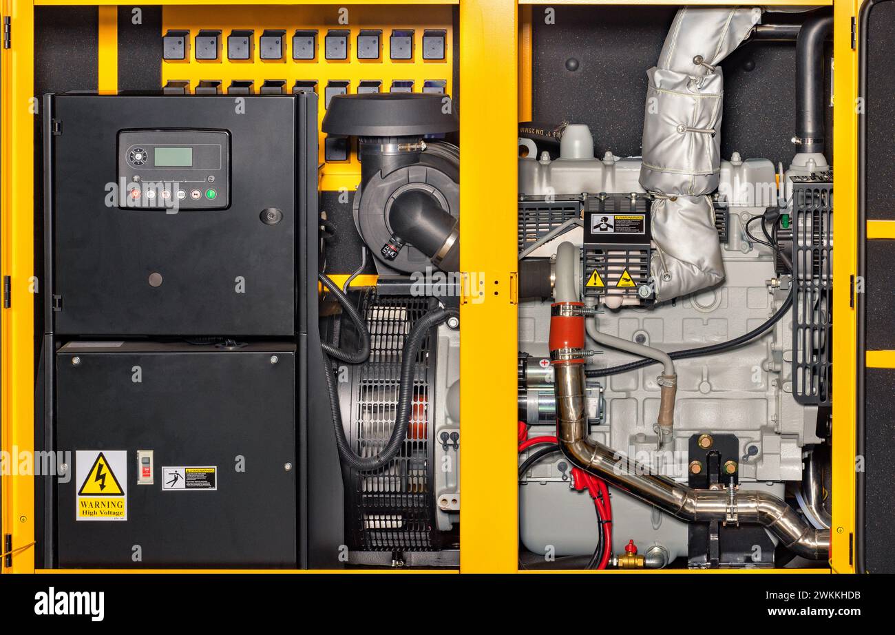 Internal structure of a diesel electric generator. The generator ...