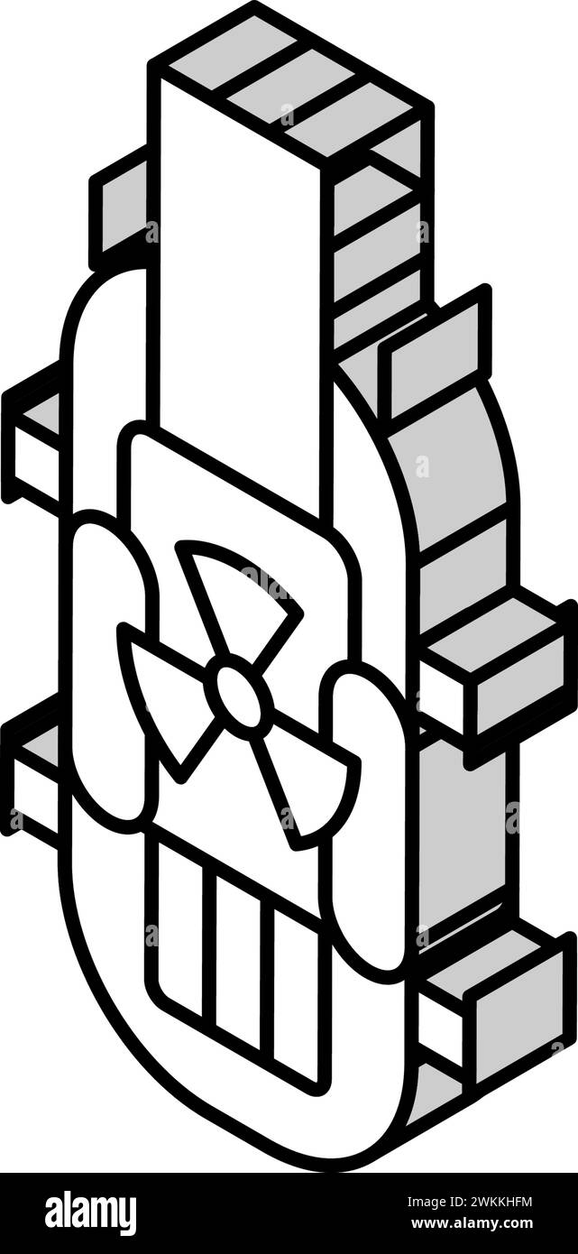 small modular nuclear reactor future technology isometric icon vector ...