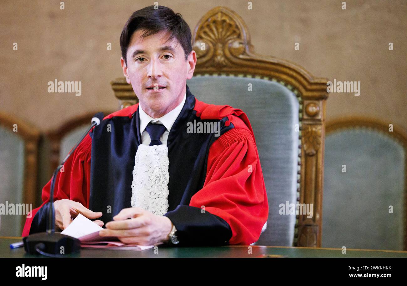 Brussels, Belgium. 21st Feb, 2024. Chairman of the court Olivier Leroux ...